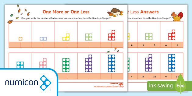 One More or One Less Autumn-Themed Numicon Shapes Activity